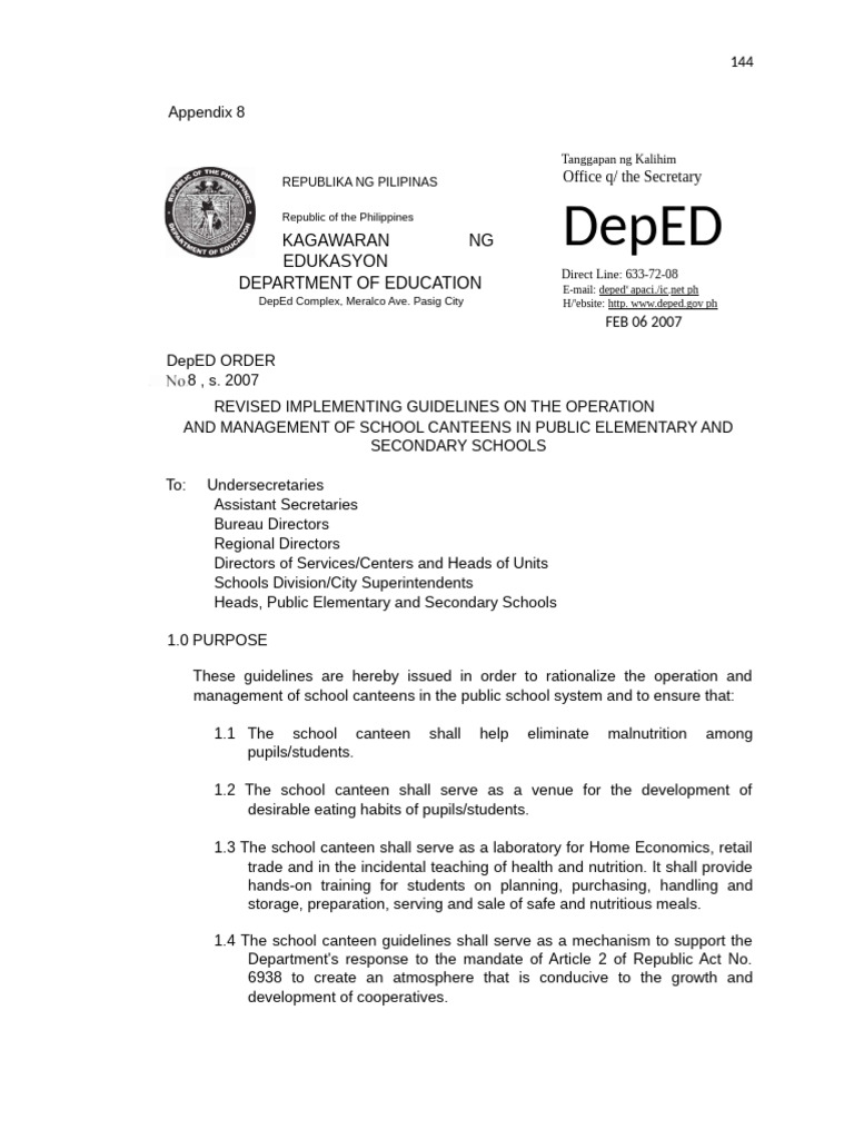 Deped Order No 8, S, 2007 | PDF