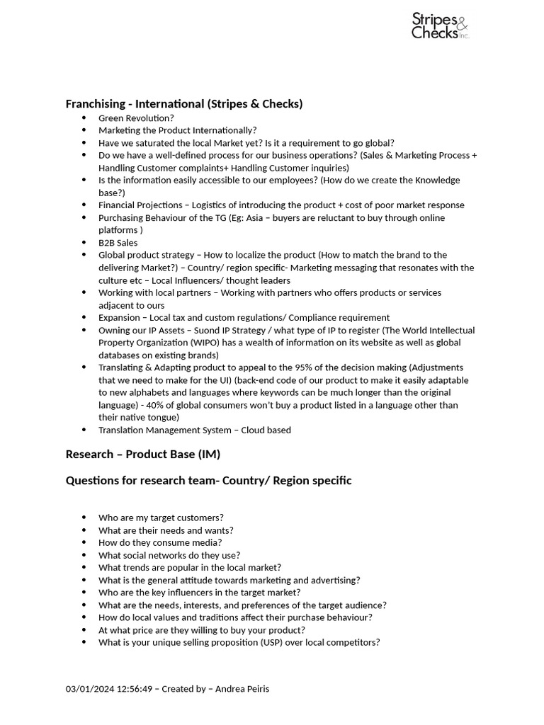 Franchising - Key Questions | PDF