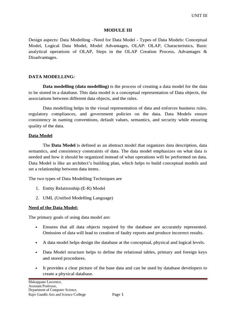 Module III DataWarehousing | PDF