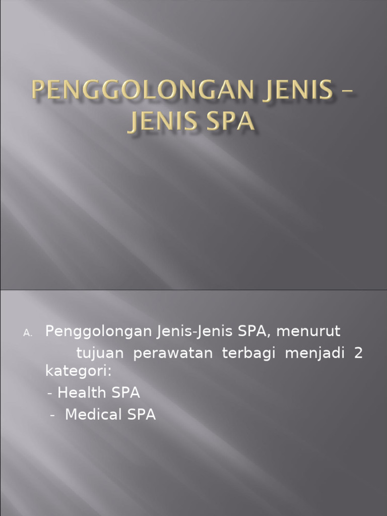 Penggolongan Jenis - Jenis Spa | PDF