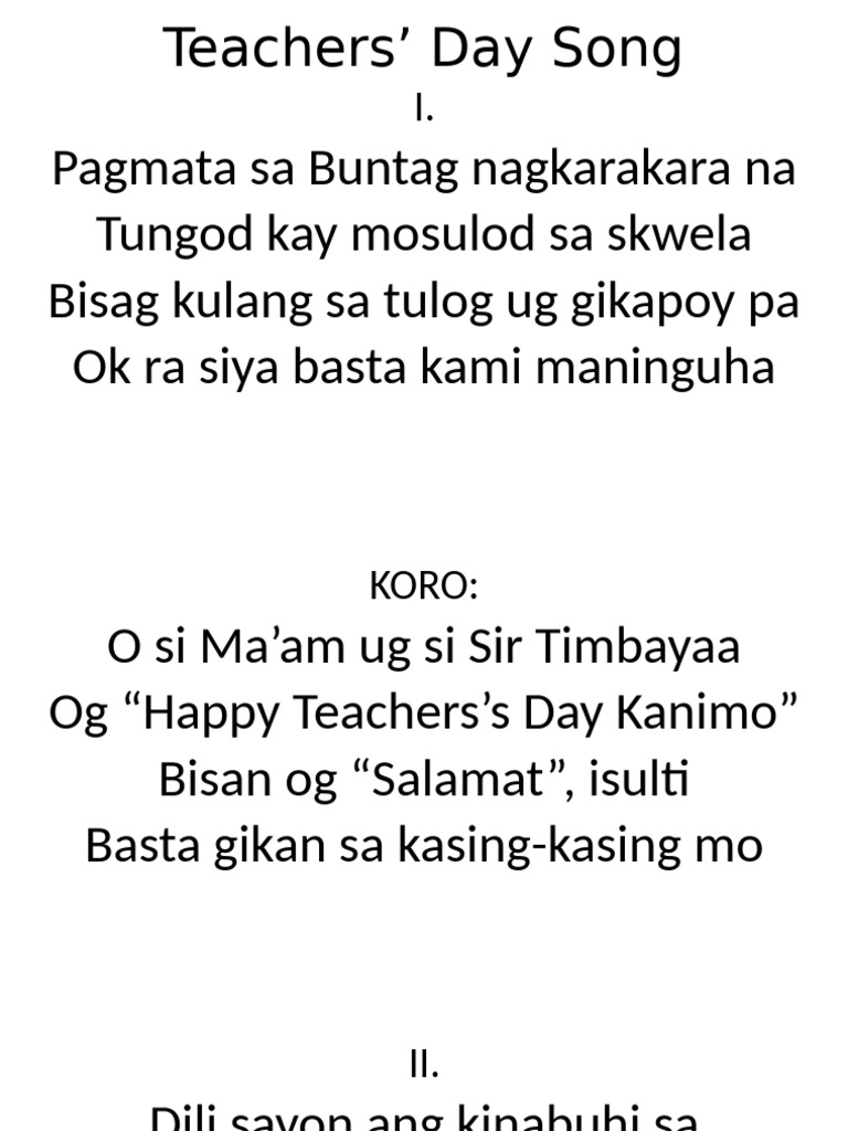 Teachers' Day Tribute Song | PDF