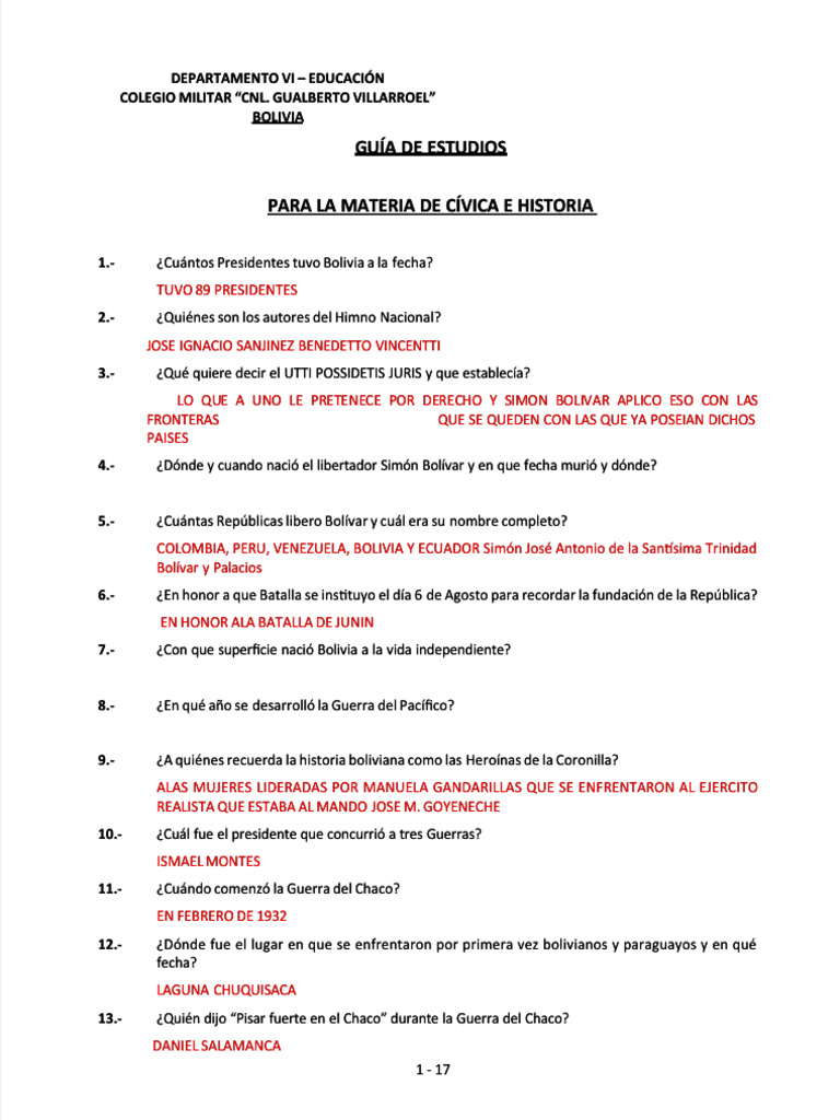PDF 004 Hist Civica Preguntas Sin Respuestas Final 05 Sep Okdocx - Compress | PDF