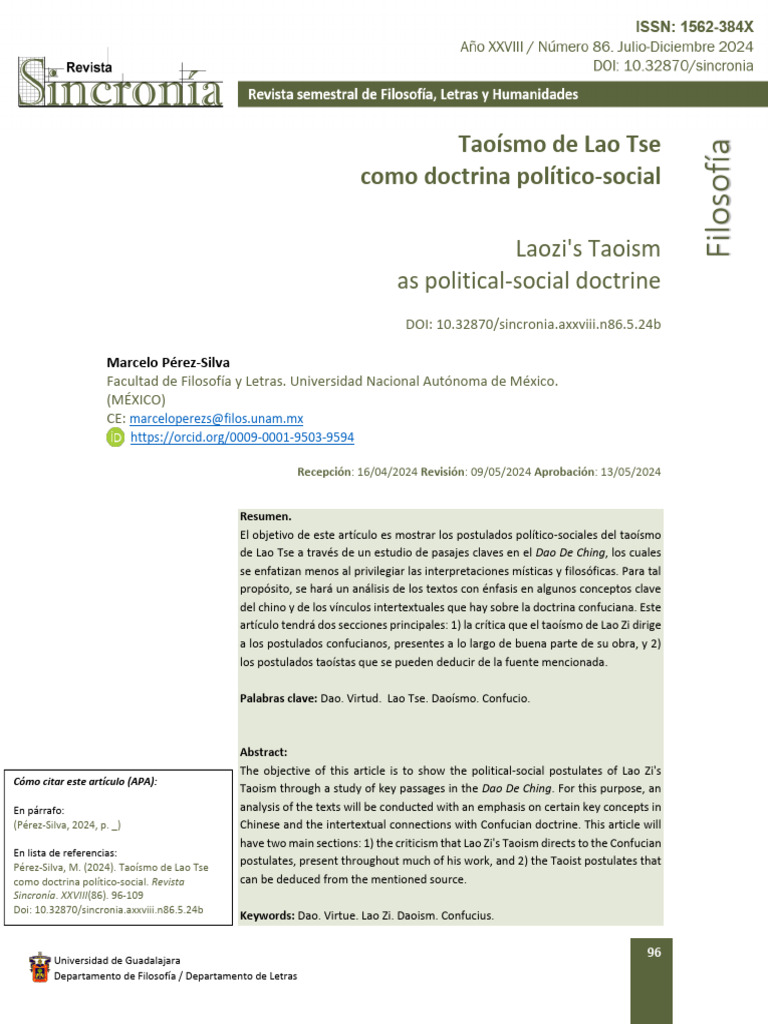 Taoísmo de Lao Tse: Política y Crítica Social | PDF | Tao | Filosofía