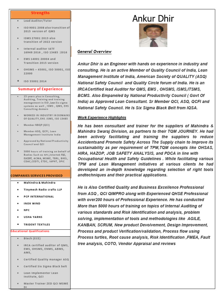 Ankur Dhir TRAINER PROFILE | PDF