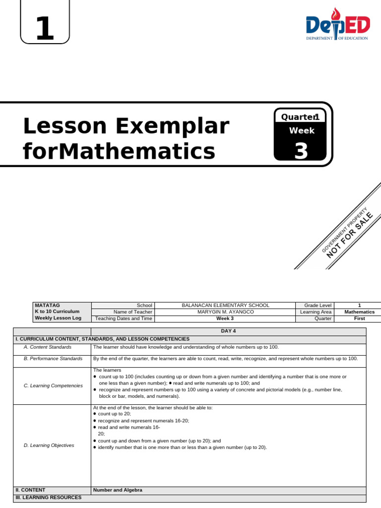 LE Math1 Q1 Wk3 Revised-D4 | PDF