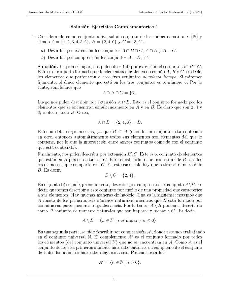 Solucion Ejercicios Complementarios 1 | PDF