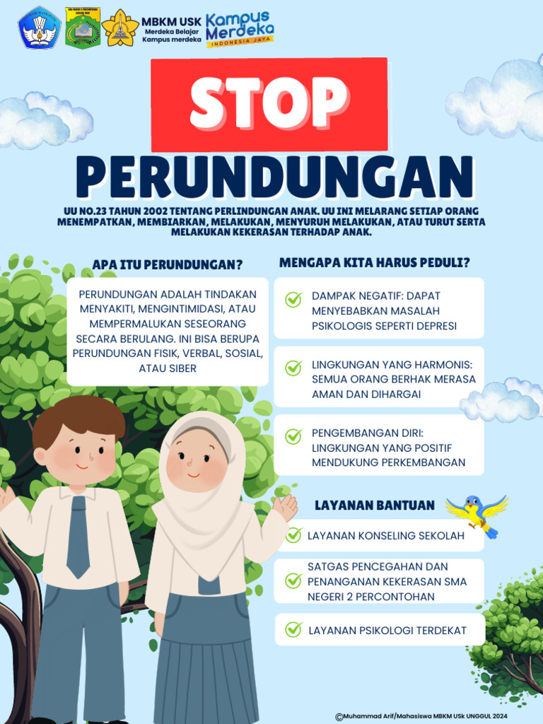 Poster Infografis 6 Kekerasan Di Sekolah Ilustratif Merah Dan Biru (61 x 86 Cm) (60 x 80 Cm) | PDF
