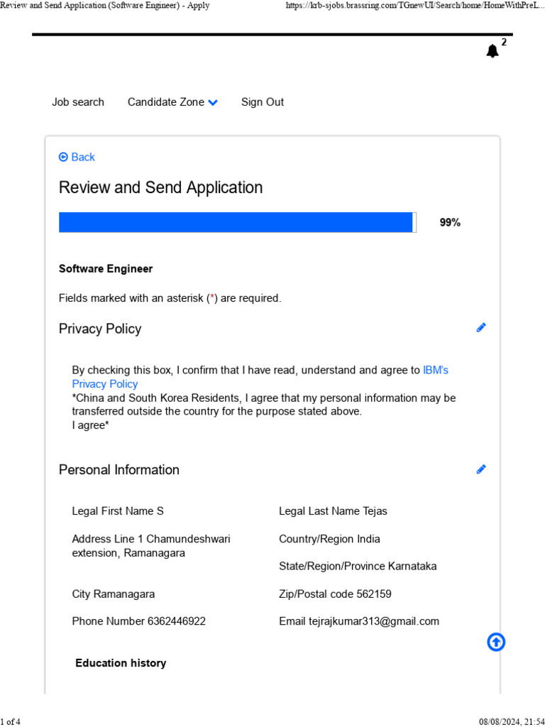 Review and Send Application (Software Engineer) - Apply | PDF