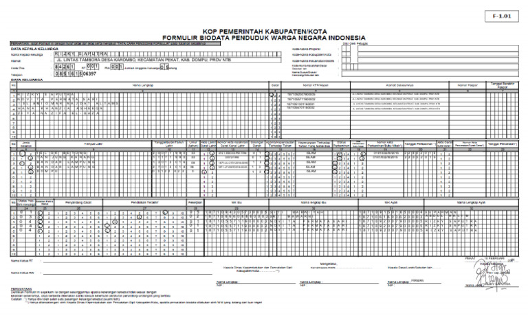 formulir-tambah-biodata-atau-tambah-keluarga-baru-f1.01 | PDF