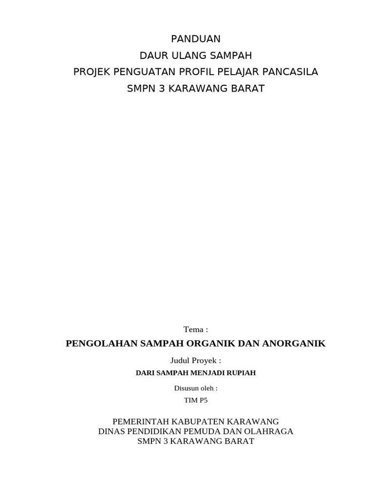 PROPOSAL PROJEK P5 Pengolahan Sampah | PDF