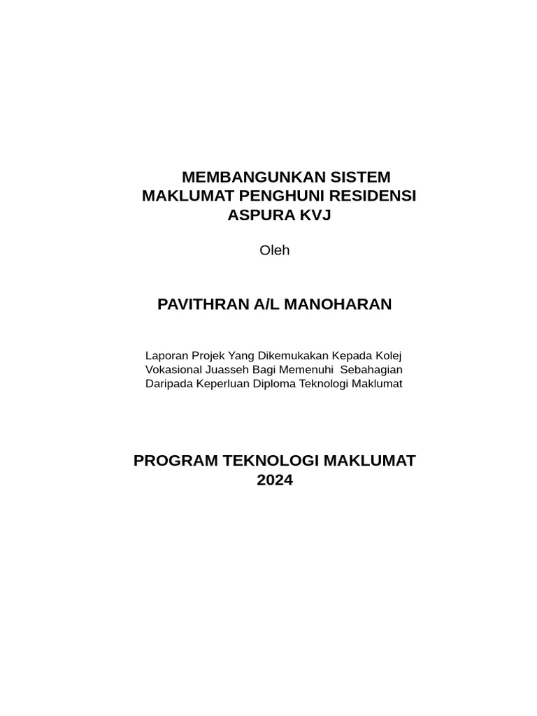 Penulisan Projek Pta Bab 1 | PDF