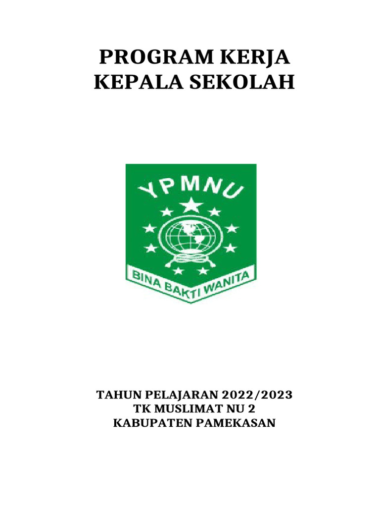 Program Kerja Tahunan Kepala Sekolah 2022-2023 | PDF