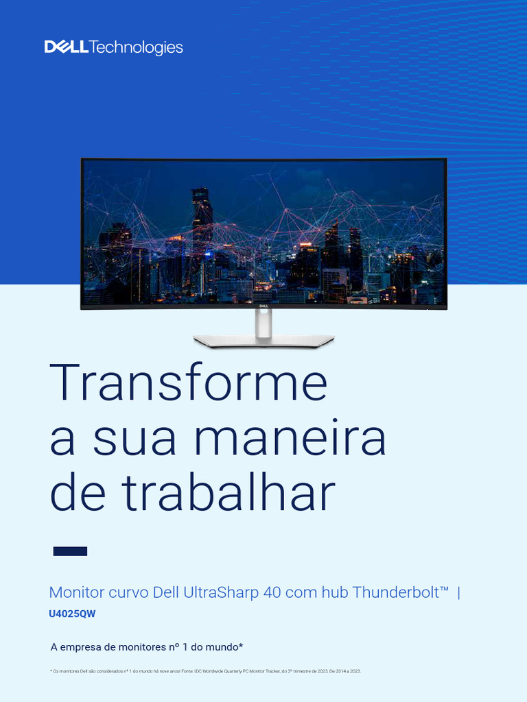Dell Ultrasharp 40 Curved Thunderbolt Hub Monitor U4025qw Datasheet | PDF