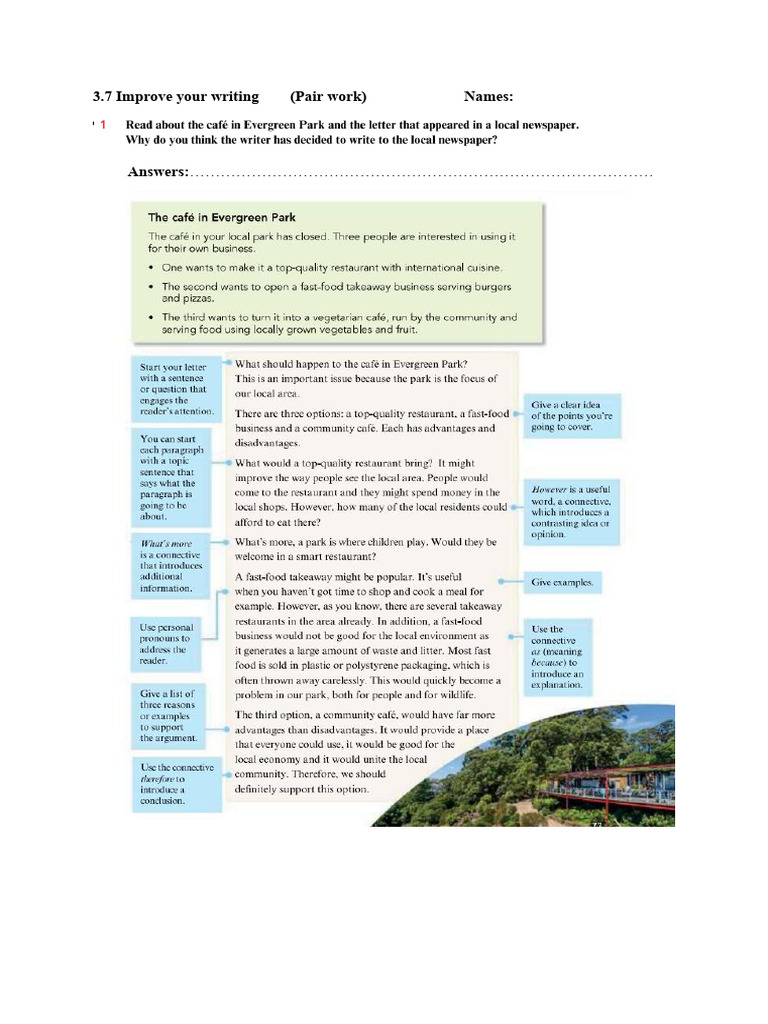 Unit 3 (3.7 Improve Your Writing) (Learner's Book + Workbook) | PDF