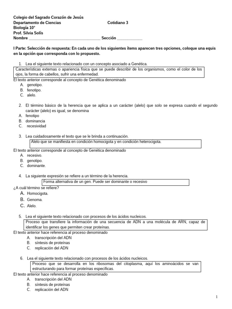 Práctica II Semestre ADN | PDF
