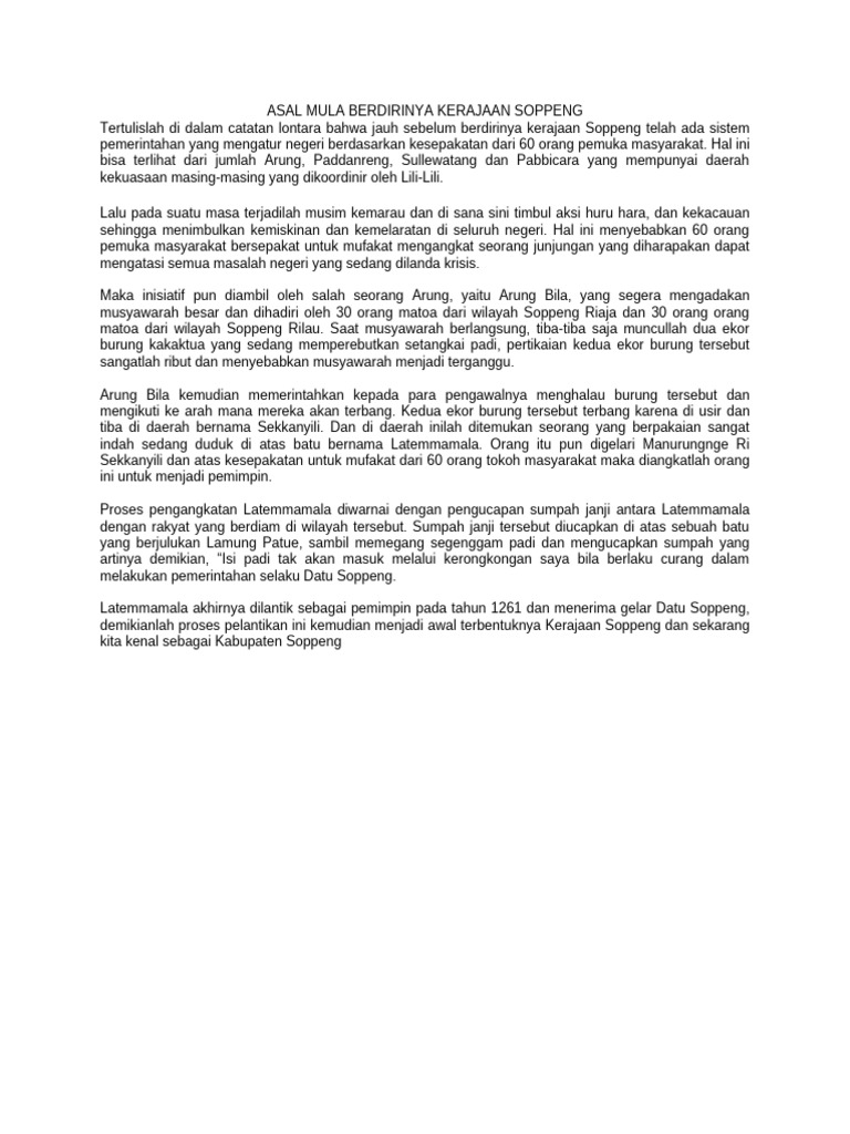 Asal Mula Berdirinya Kerajaan Soppeng | PDF