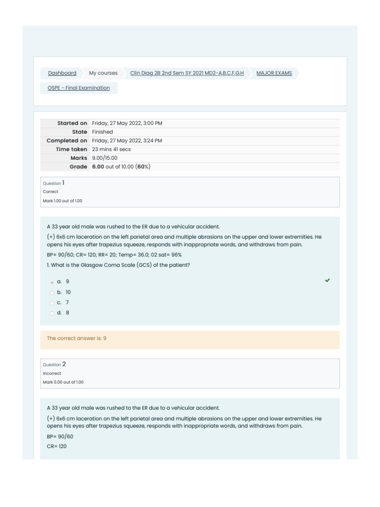 (Major) OSPE - Final | PDF