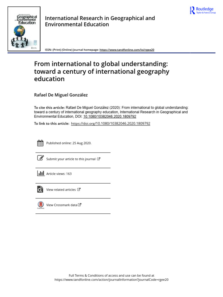 From International To Global Understanding - Toward A Century of ...