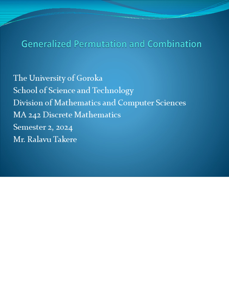 Generalized Permutation and Combinations | PDF