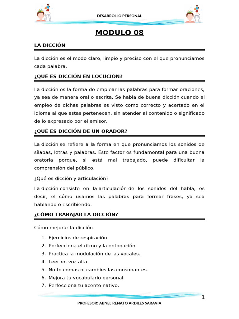 Desarrollo Personal - Modulo 08 Educacion Inicial | PDF