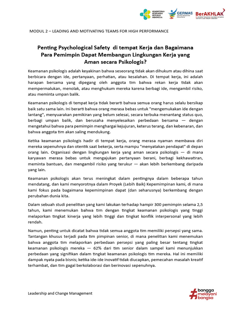 LCM Lampiran Psychological Safety Final | PDF