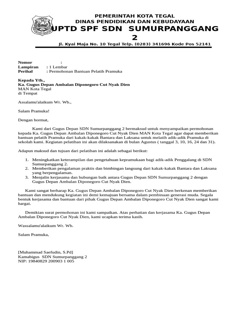 Surat Permintaan Pelatih | PDF