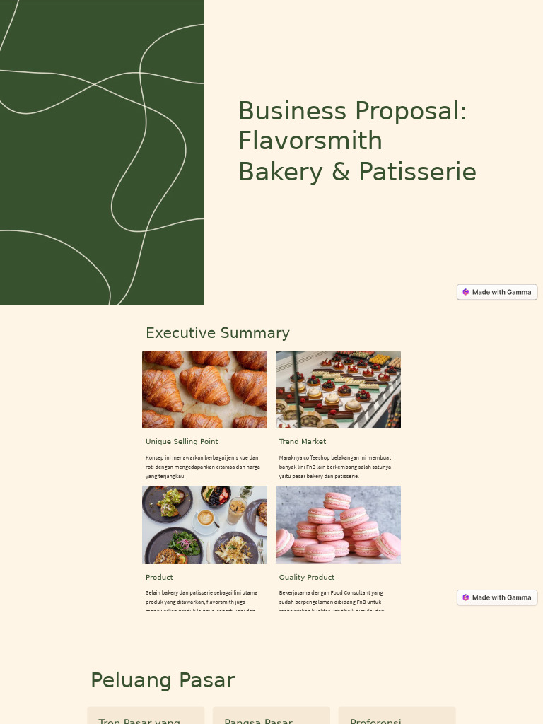 Business Proposal Flavorsmith Bakery and Patisserie | PDF