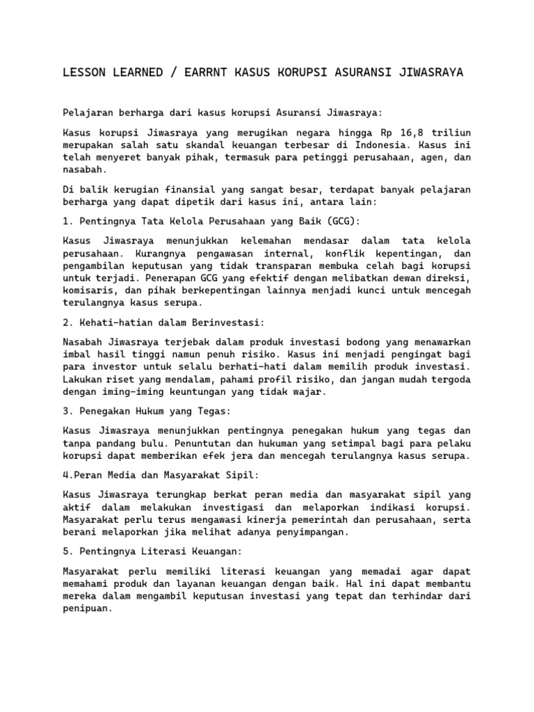 Lesson Learned | PDF