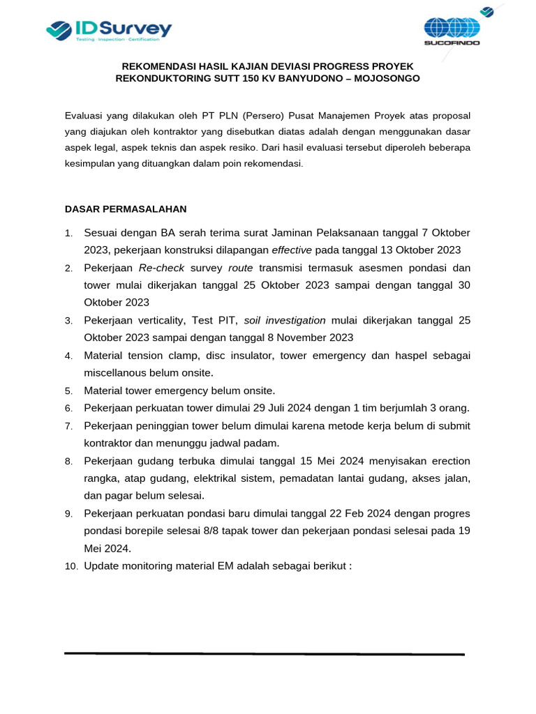 Rekonduktoring Sutt 150 KV Banyudono - Mojosongo | PDF Rekonduktoring Sutt 150 KV Banyudono - Mojosongo | PDF