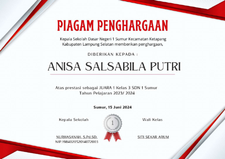 Piagam Peringkat Kls 3 | PDF