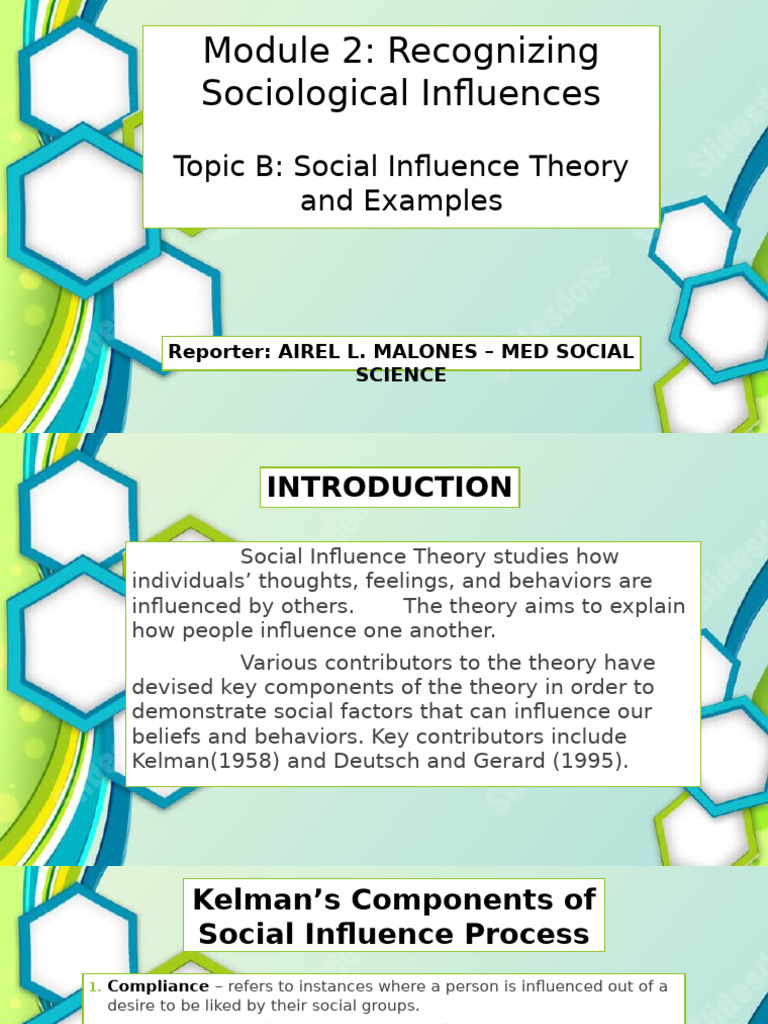 Module 2 Social Influence Theory and Examples - Airel L. Malones | PDF ...