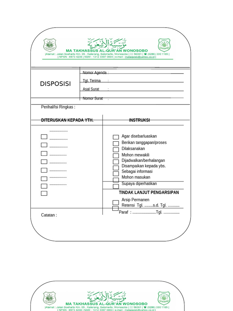 Format Lembar Disposisi Pdf