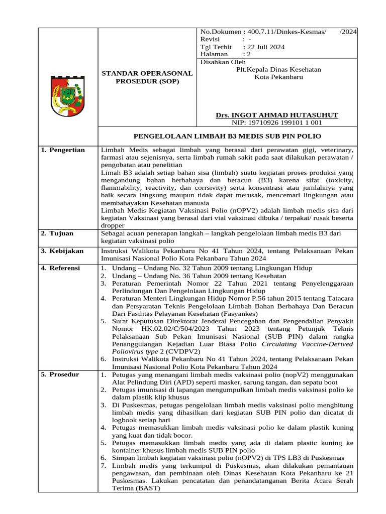 SOP Pengelolaan Limbah B3 | PDF