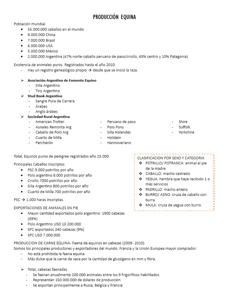 Producción Equina | PDF