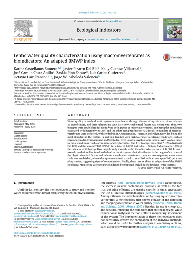 Lentic Water Quality Characterization Us | PDF