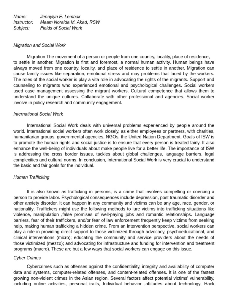 GROUP 3 REFLECTION Social Work Documents | PDF