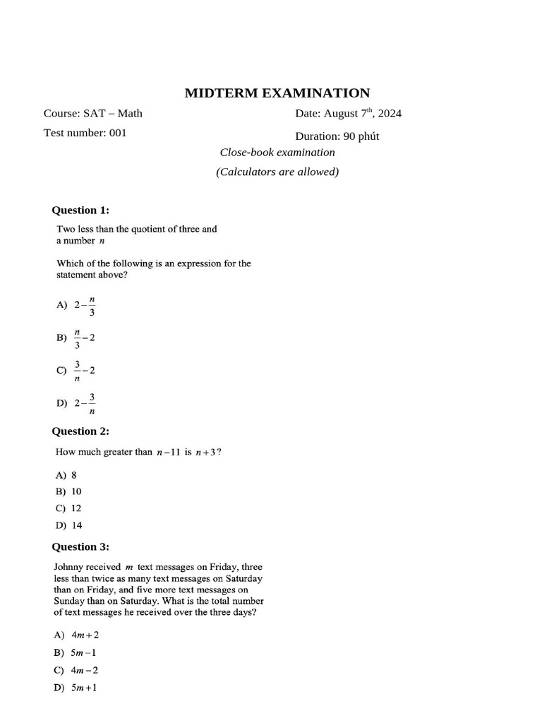 Midterm Test - 8:2024 | PDF