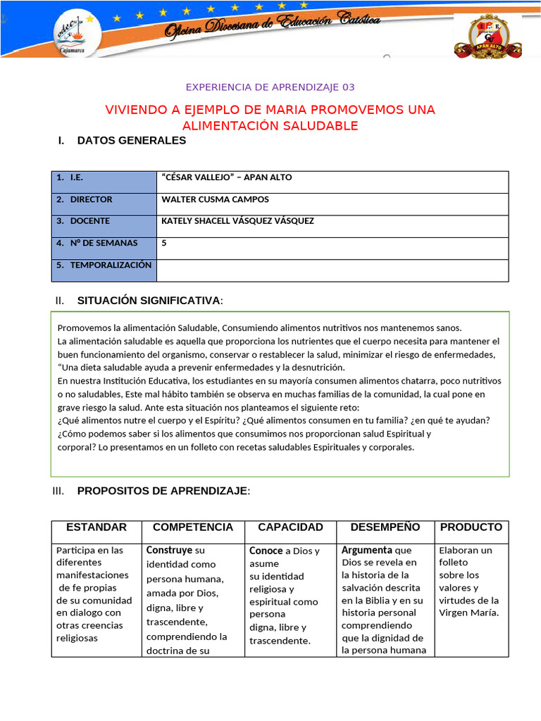 Experiencia De Aprendizaje 2 Grado Pdf