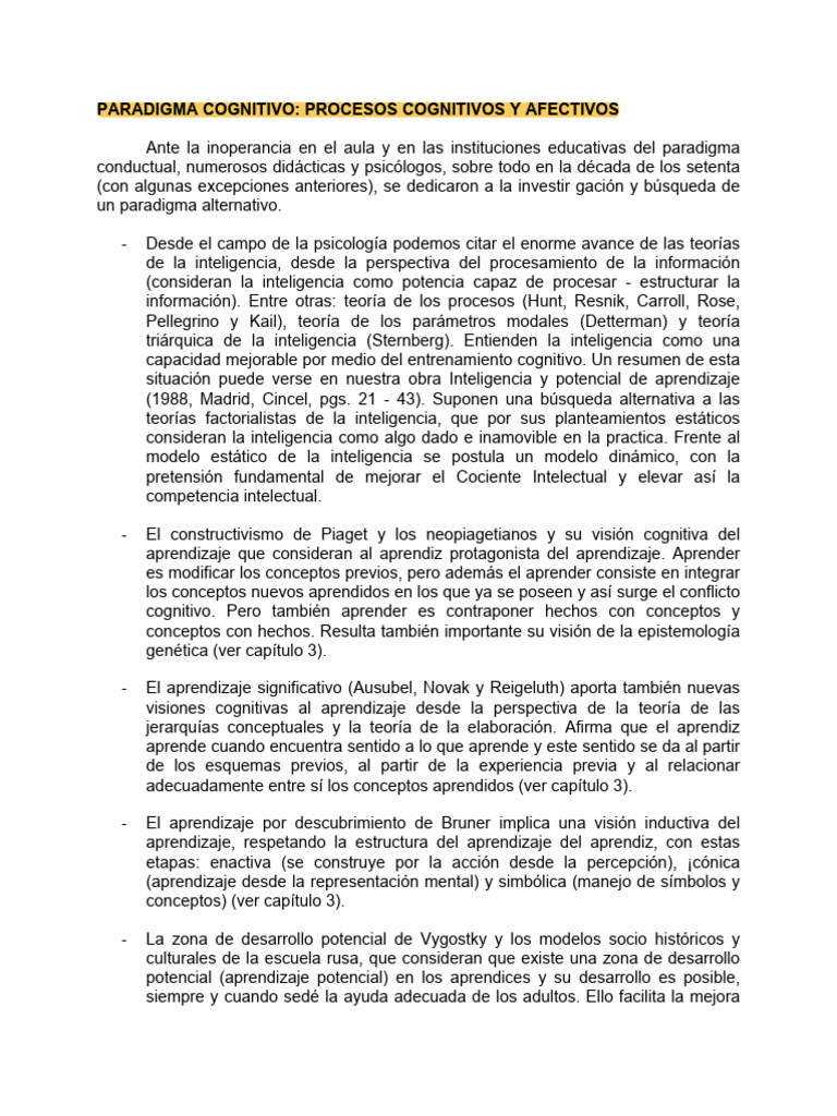 Paradigma Cognitivo en Educación | PDF | Aprendizaje | Crecimiento personal y profesional
