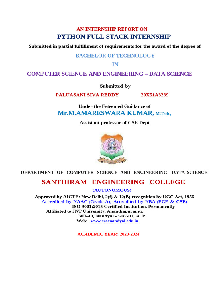 Siva Reddy Intership | PDF