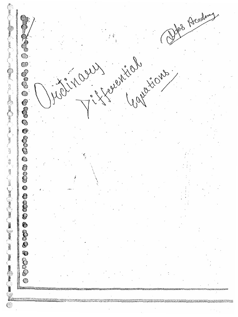Ordinary Differential Equation Handwritten Notes Pdf