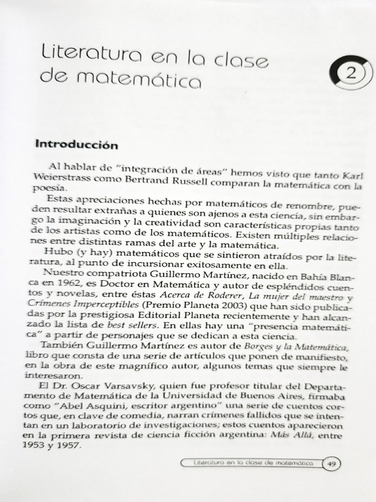 Literatura en La Clase de Matematica | PDF
