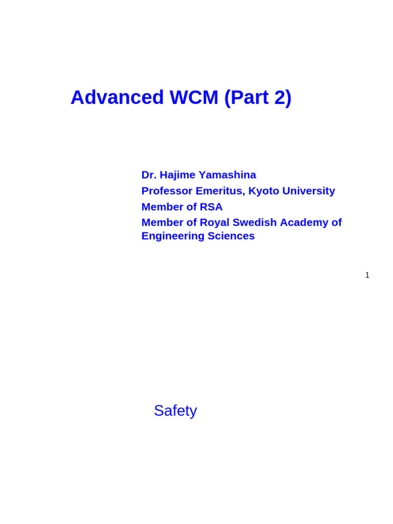 Advanced WCM Part 2 Safety 78pag | PDF