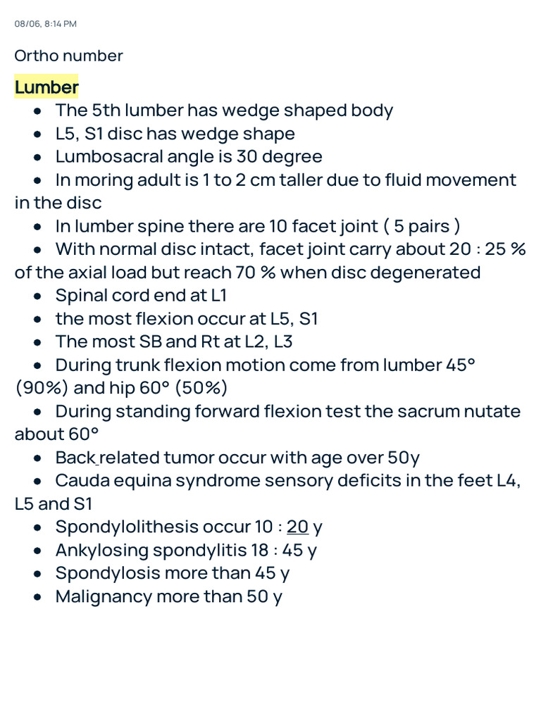 Ortho Numbers (Myology) | PDF