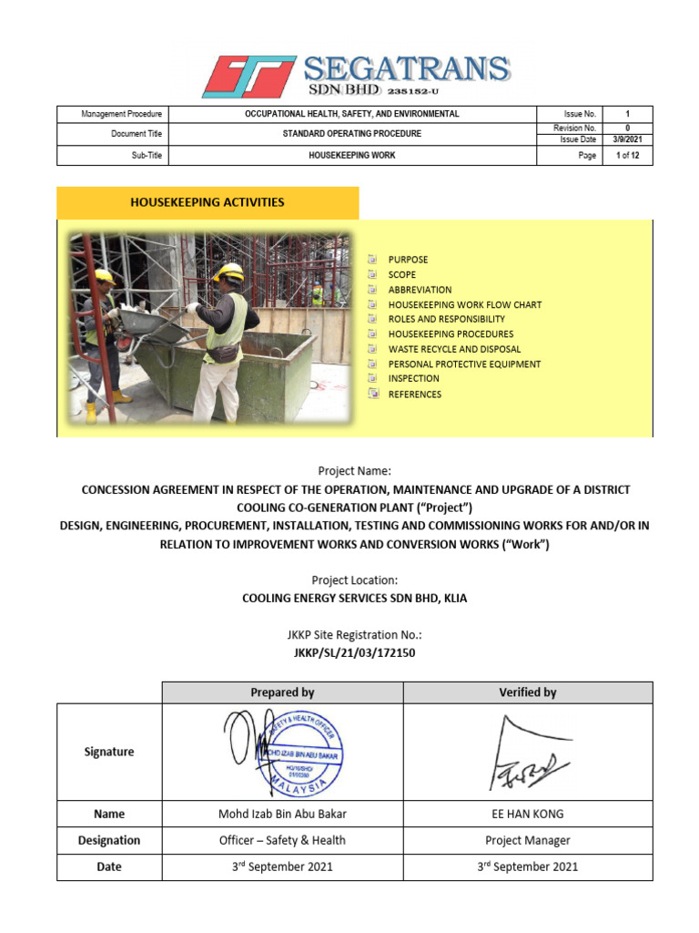 SOP 001 - Housekeeping Work | PDF