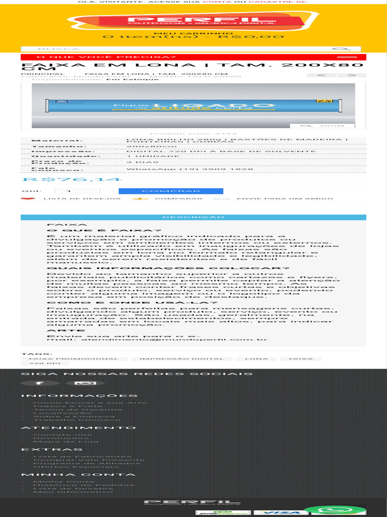 FAIXA EM LONA TAM. 200x80 cm | PDF