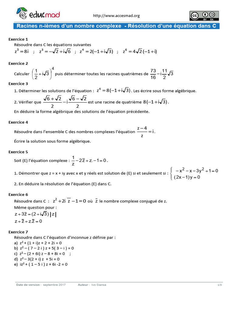 Equations Dans C Exos | PDF