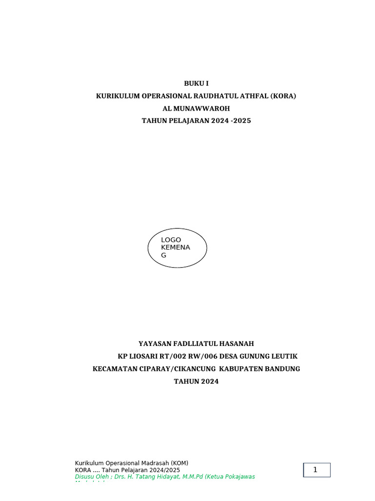 B. KORA Untuk RA 2024 | PDF