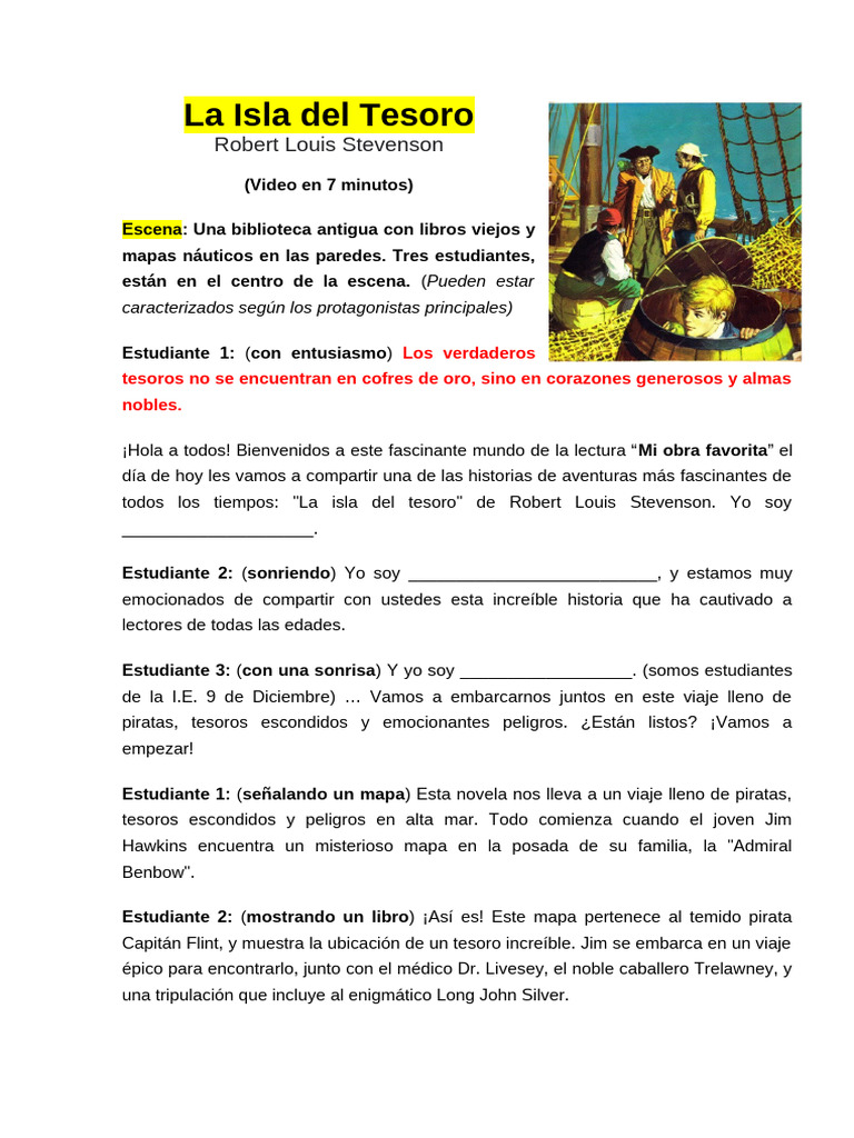 La Isla del Tesoro: Aventura y Lecciones | PDF | Isla del tesoro
