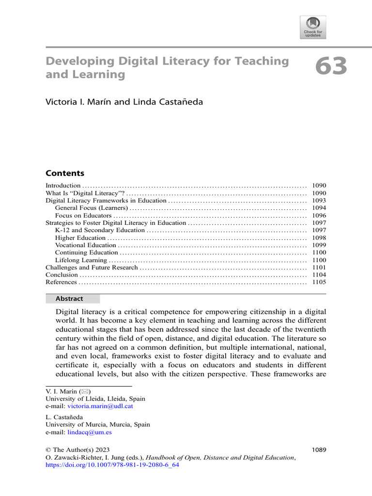 Developing Digital Literacy For Teaching and Learn | PDF